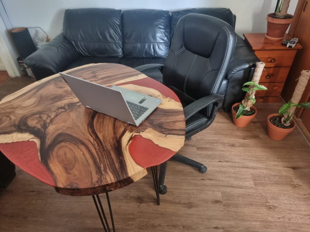 Orange Epoxy Resin Coffee Table. Natural Edges. L100cm x W83cm x H45cm ...